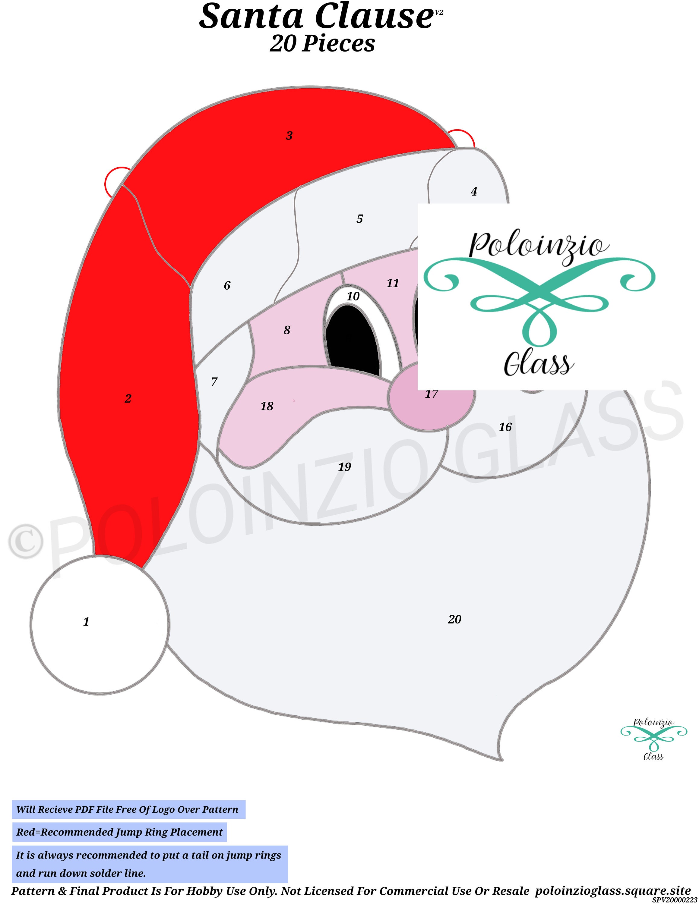 Santa Clause Stained Glass Pattern Digital PDF PNG Download - Etsy