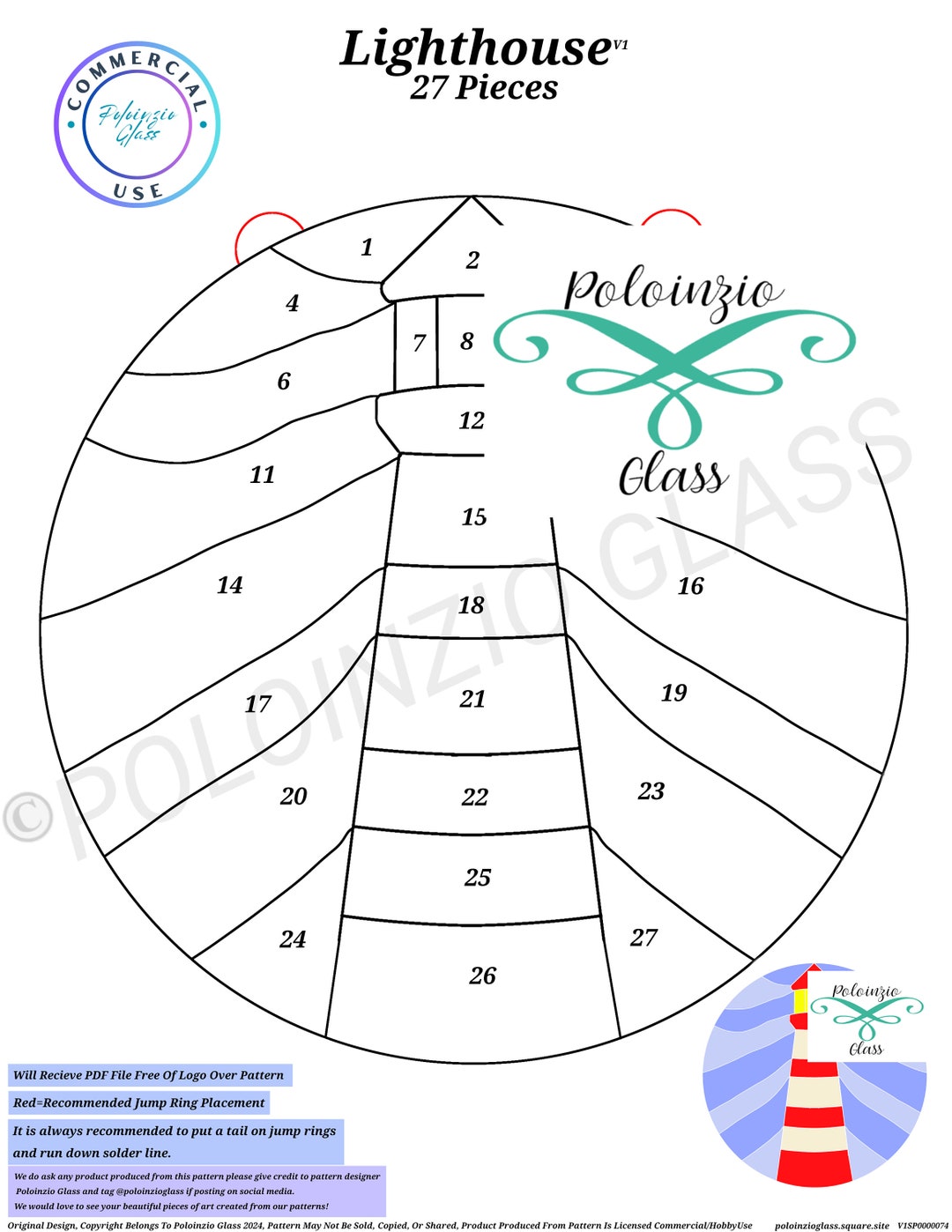 Lighthouse Stained Glass Pattern Commercial or Hobby Use Digital PDF ...