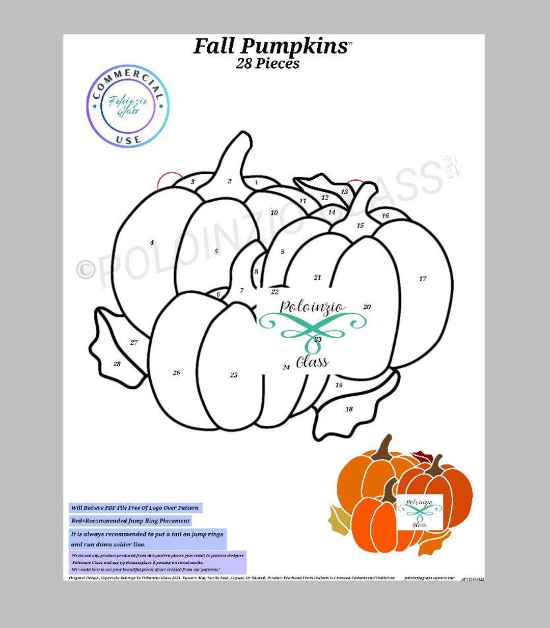 Fall Pumpkins Stained Glass Pattern Commercial or Hobby Use Digital PDF ...