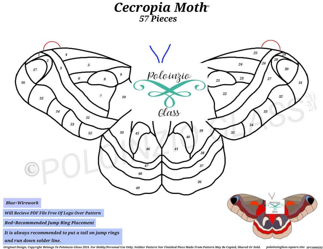Cecropia Moth Stained Glass Pattern Digital PDF Download - Etsy