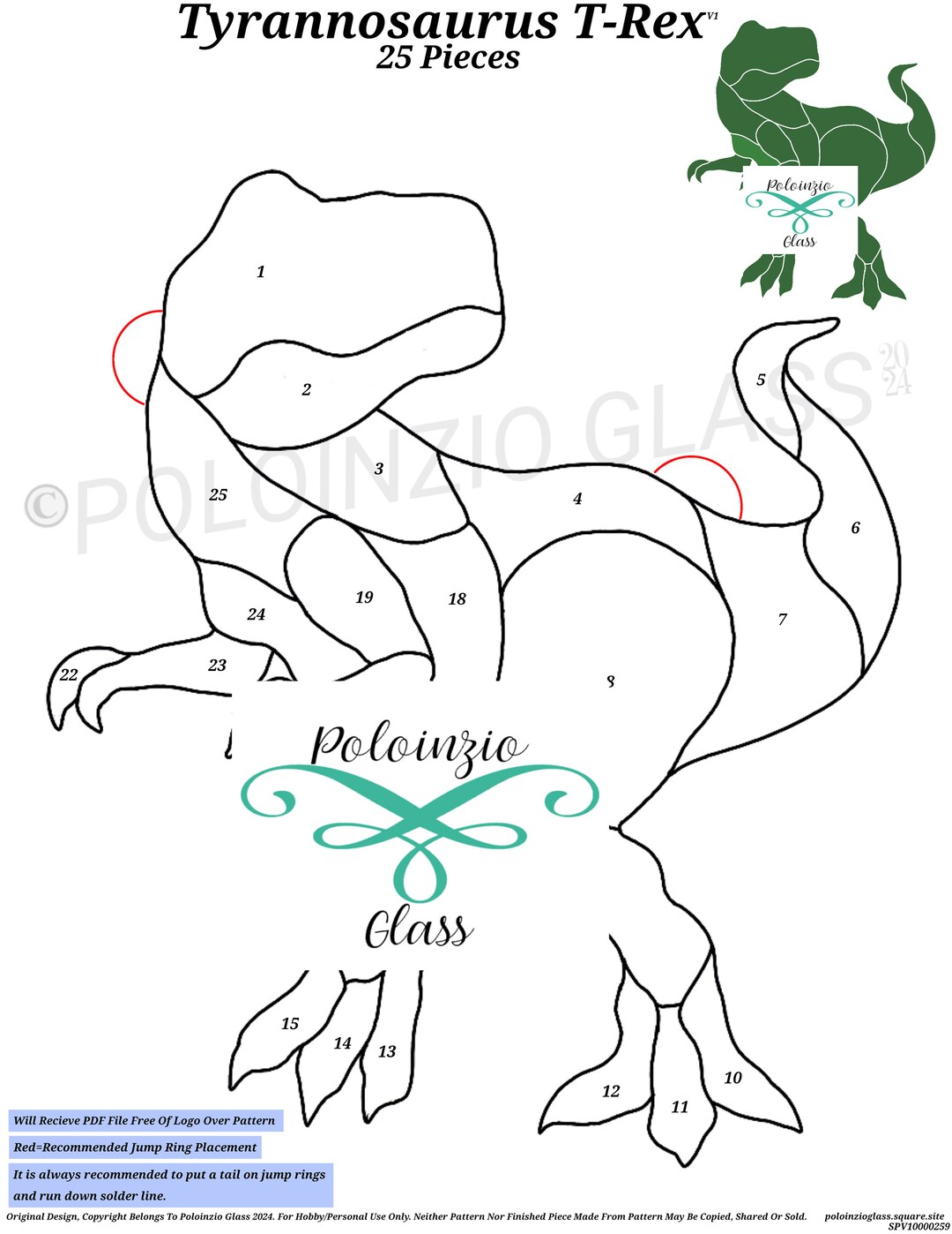 Tyrannosaurus T-rex Dinosaur Stained Glass Pattern Digital PDF Download ...