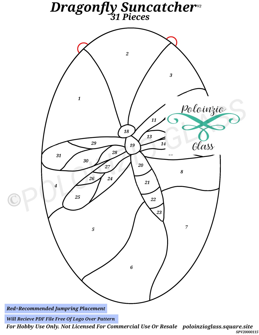 Dragonfly Suncatcher Stained Glass Pattern Digital PDF Download - Etsy