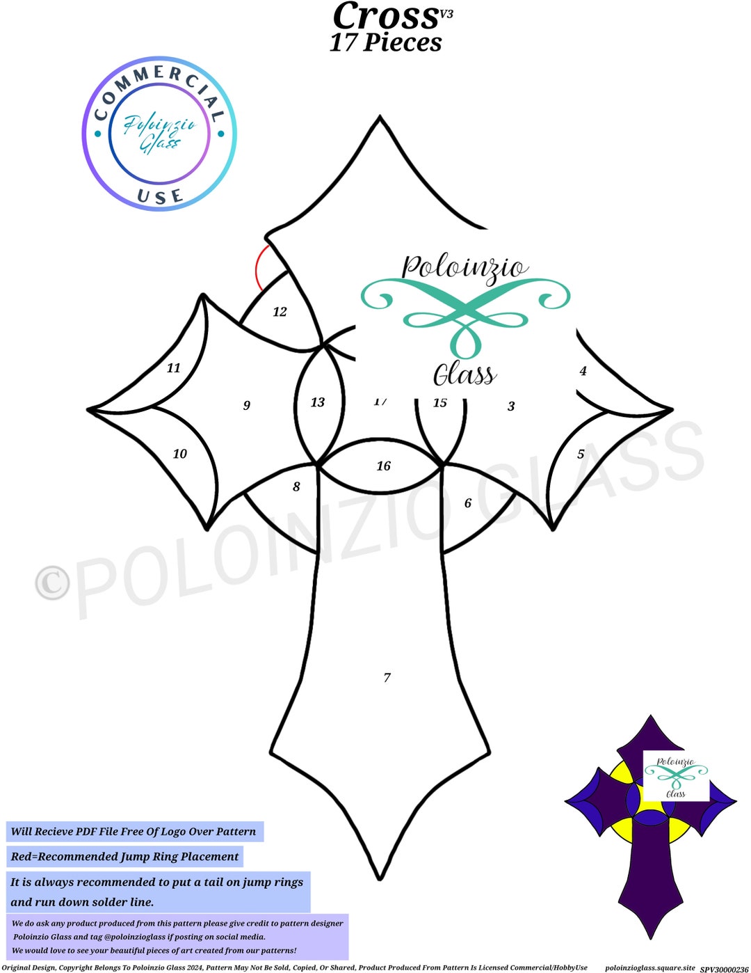Cross Stained Glass Pattern Commercial or Hobby Digital PDF PNG ...
