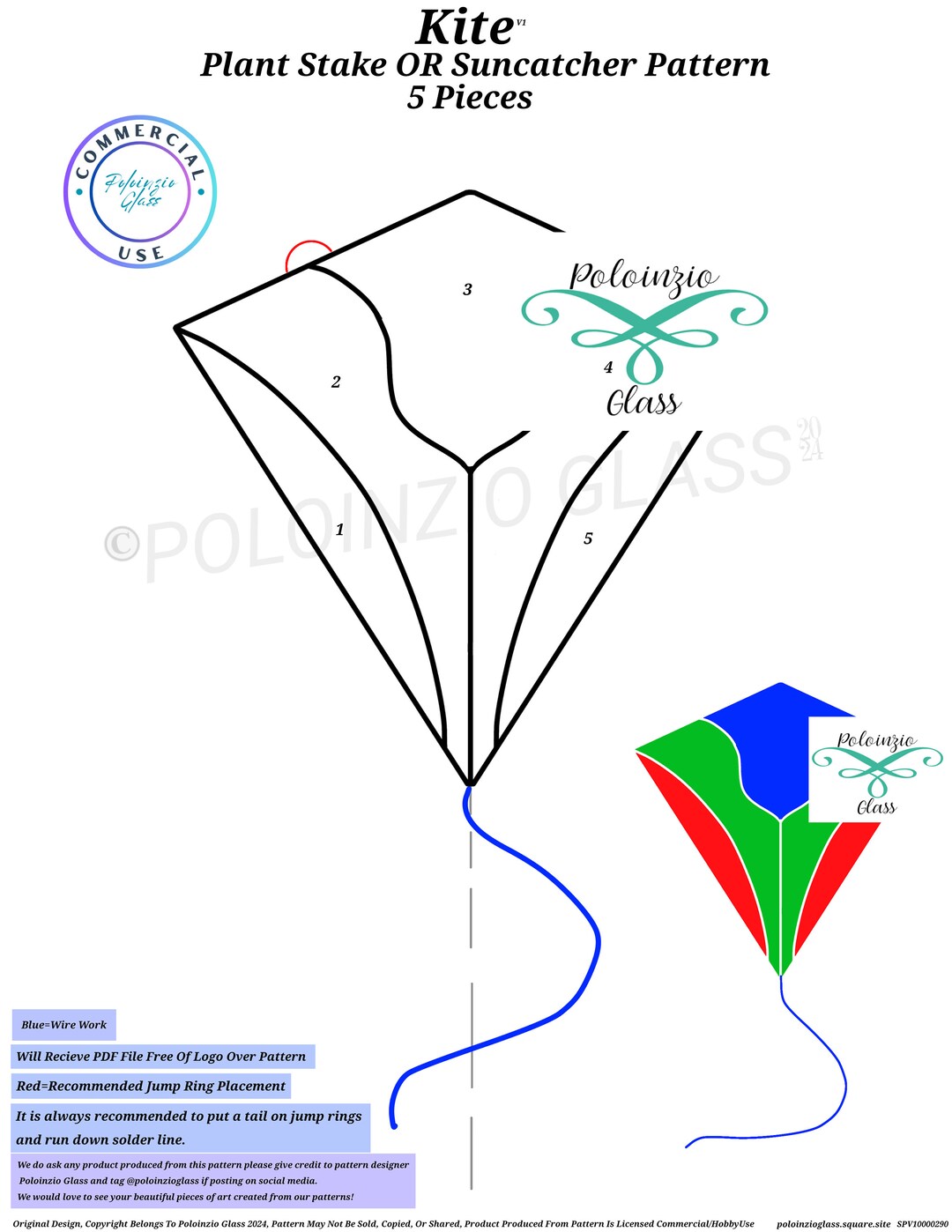 Stained Glass Kite Pattern: Plant Stake or Suncatcher (digital PDF) - Etsy