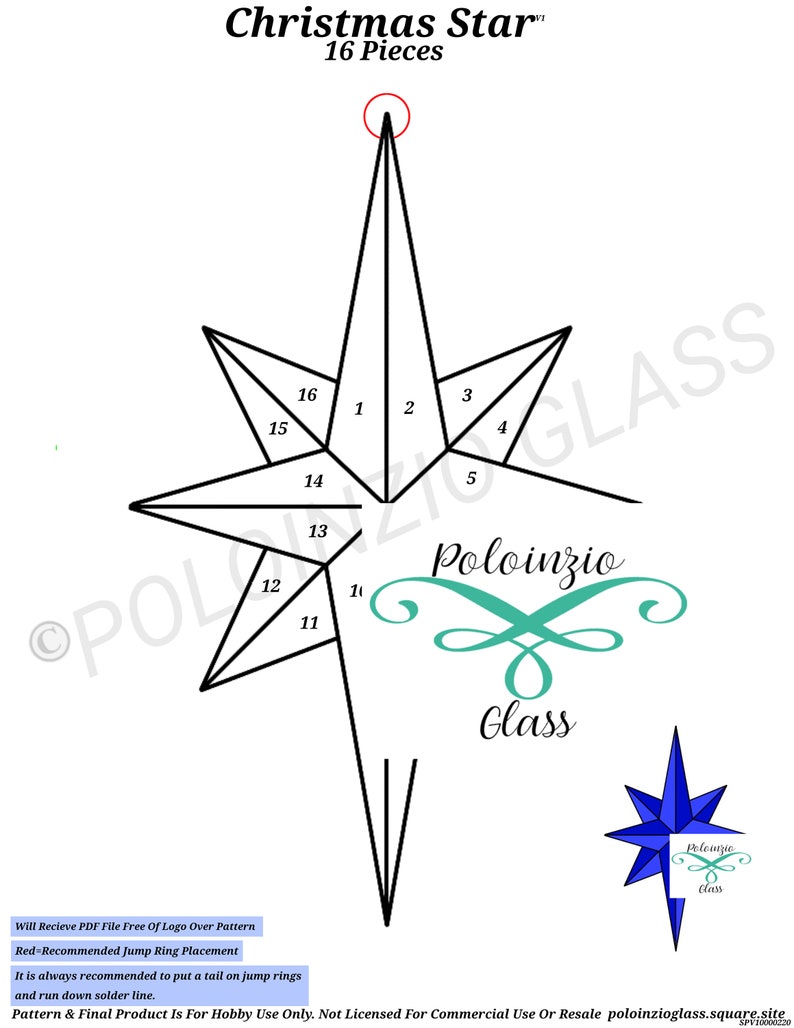 Christmas Star Stained Glass Pattern Digital PDF PNG Download - Etsy