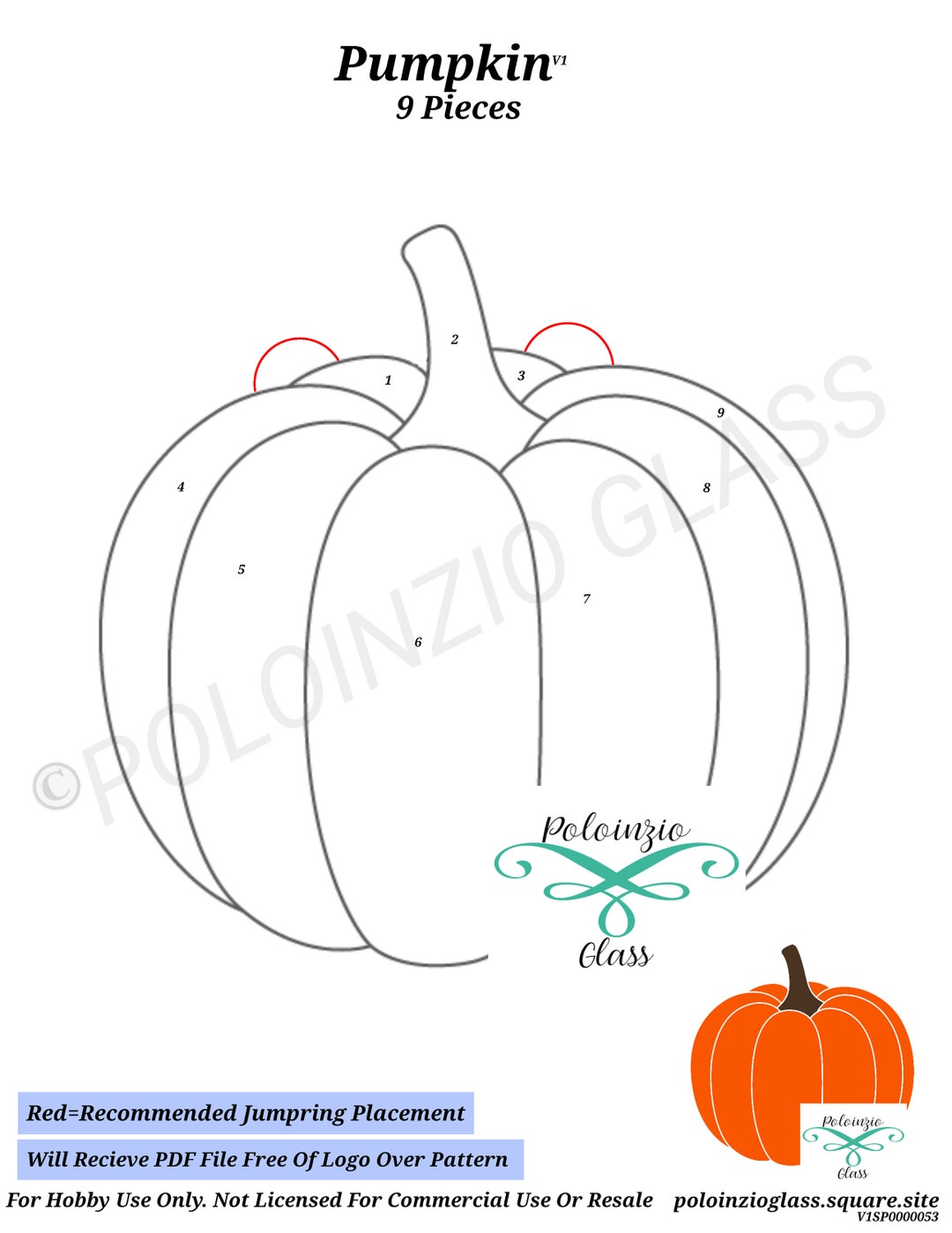 Pumpkin Stained Glass Pattern Commercial or Hobby Use PDF PNG Digital ...