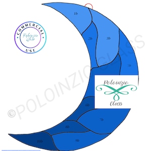 Crescent Moon Stained Glass Pattern Commercial or Hobby Use Digital PDF ...