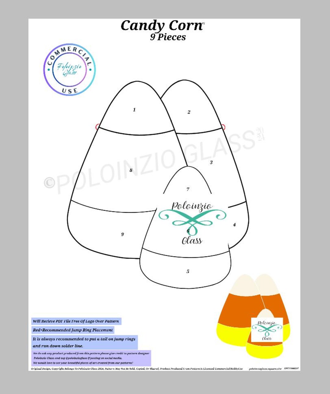 Candy Corn Stained Glass Pattern Commercial or Hobby Use Digital PDF ...