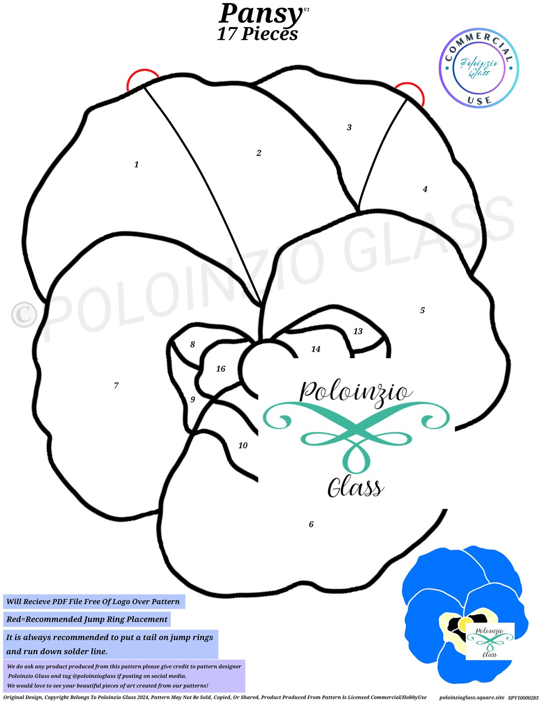 Pansy Stained Glass Pattern Commercial or Hobby Use Digital PDF PNG ...
