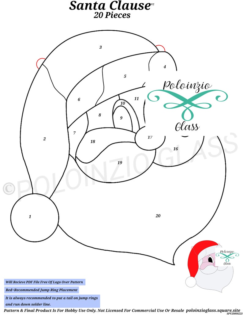 Santa Clause Stained Glass Pattern Digital PDF PNG Download - Etsy