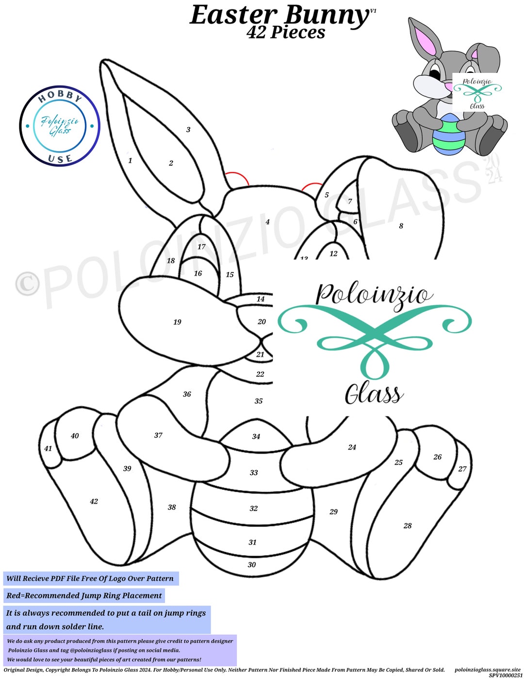 Easter Bunny Stained Glass Pattern Digital PDF PNG Download - Etsy