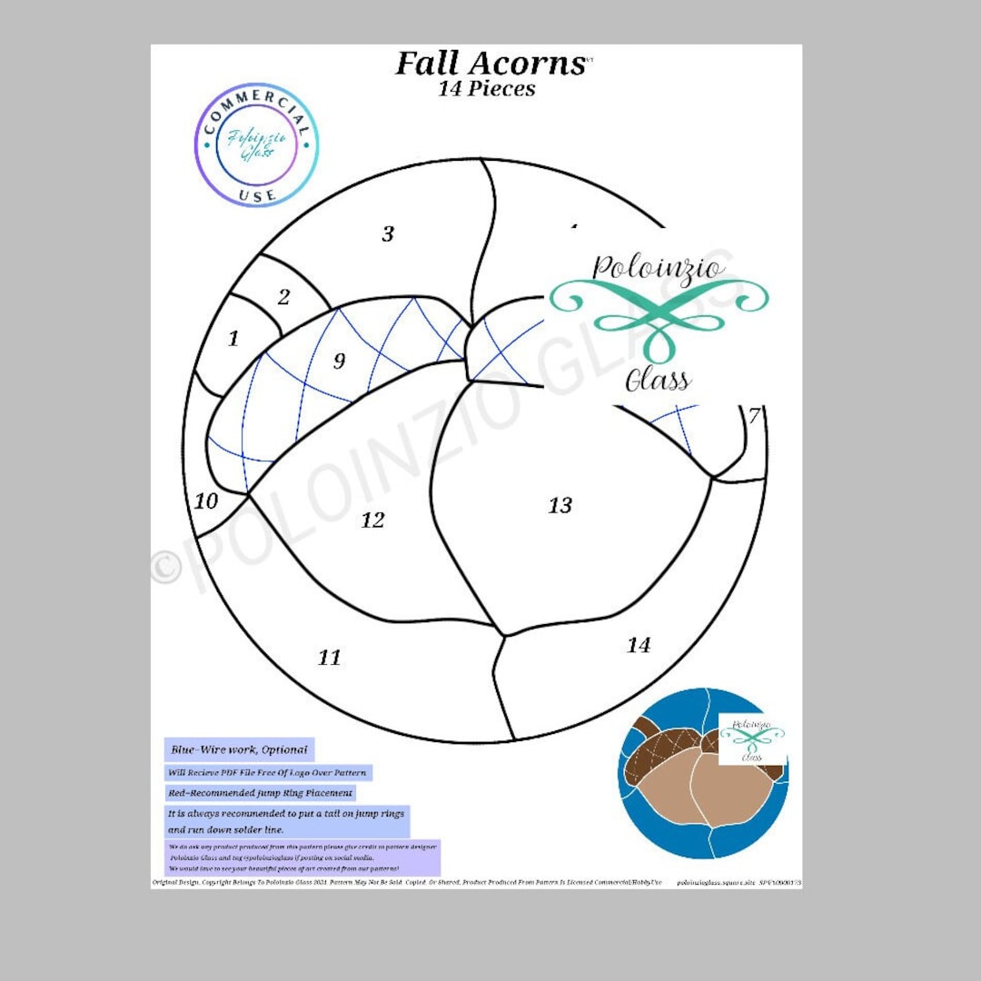 Acorn Stained Glass Pattern Digital PDF Download - Etsy