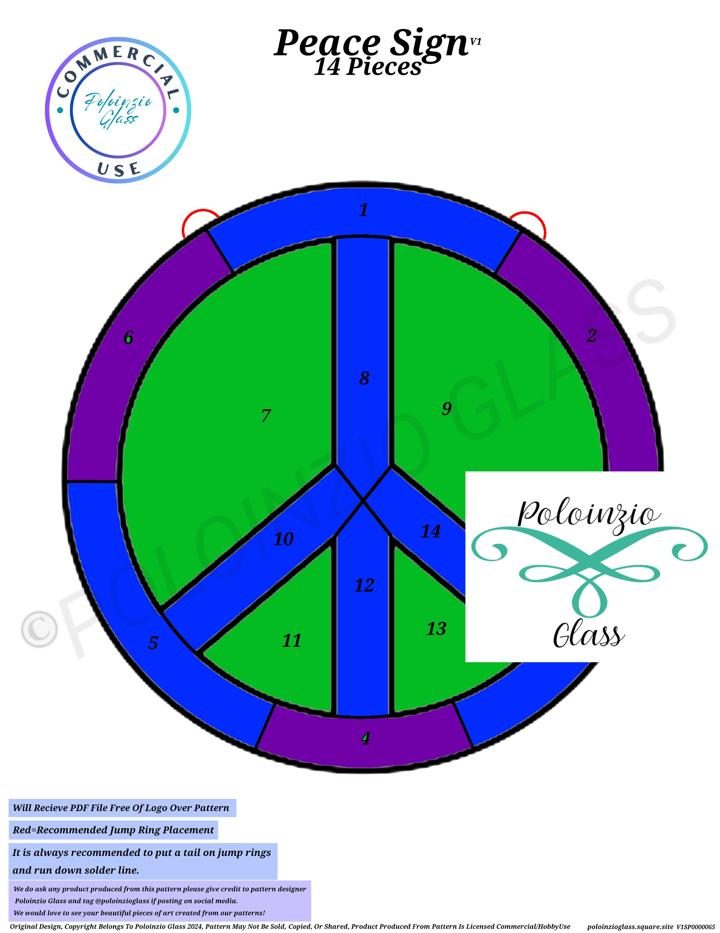 Peace Sign Stained Glass Pattern Commercial or Hobby Use Digital PDF ...