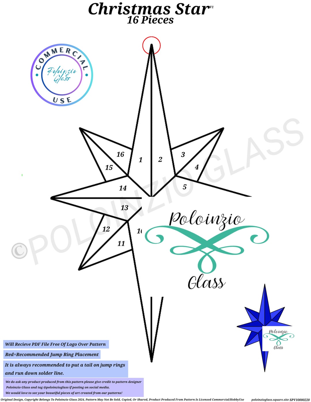 Christmas Star Stained Glass Pattern Commercial or Hobby Use Digital ...