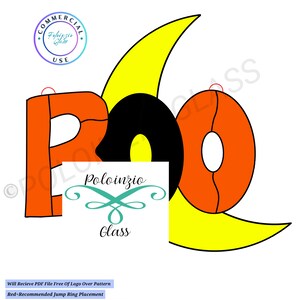 BOO Moon Stained Glass Pattern Commercial or Hobby Use Digital PDF PNG ...