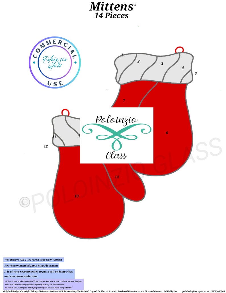 Mittens/gloves Stained Glass Pattern Commercial or Hobby Use Digital ...