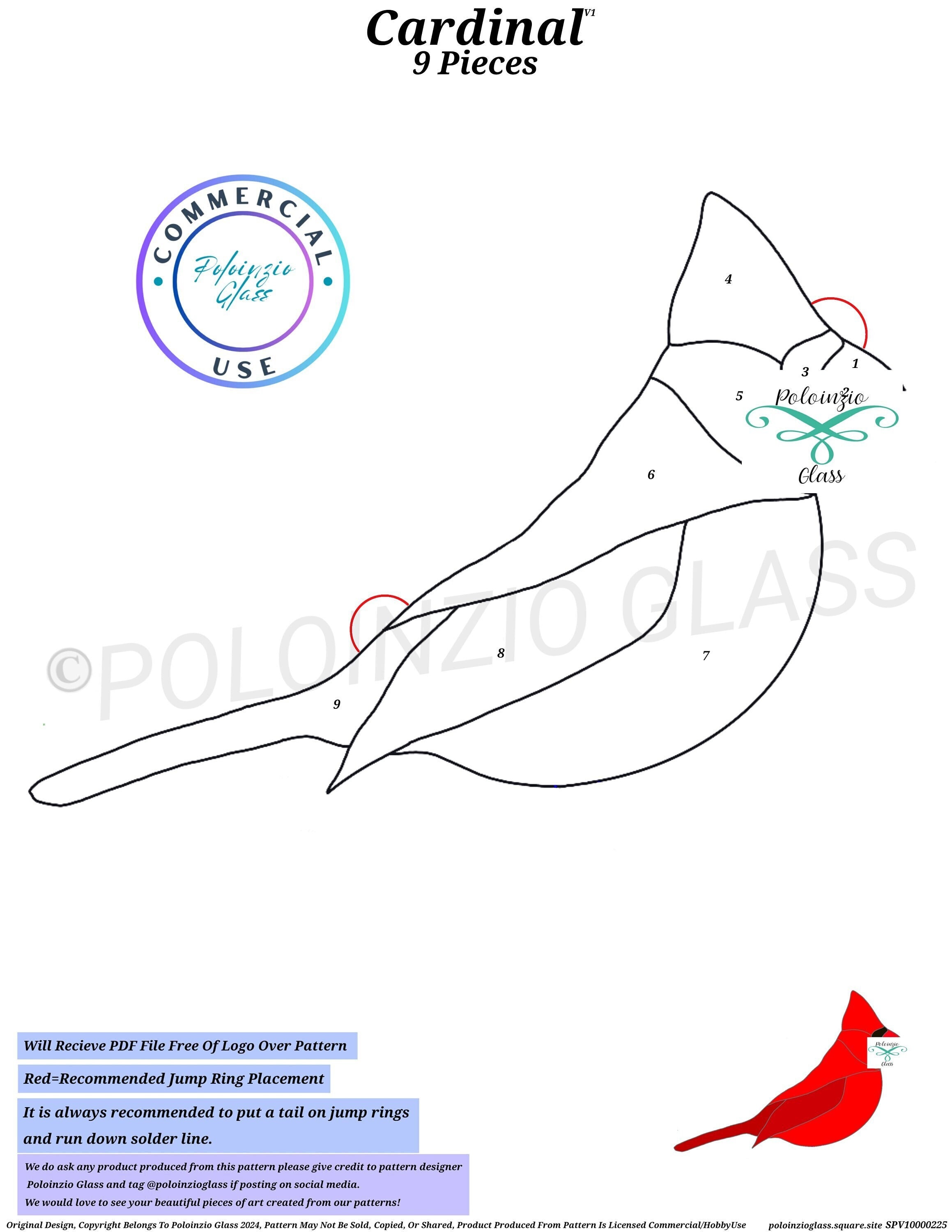 Cardinal Stained Glass Pattern Commercial or Hobby Use Digital PDF PNG ...
