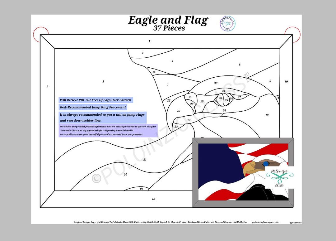 Eagle With American Flag Stained Glass Pattern (digital PDF PNG ...