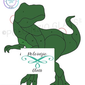 Tyrannosaurus T-rex Dinosaur Stained Glass Pattern Commercial or Hobby ...