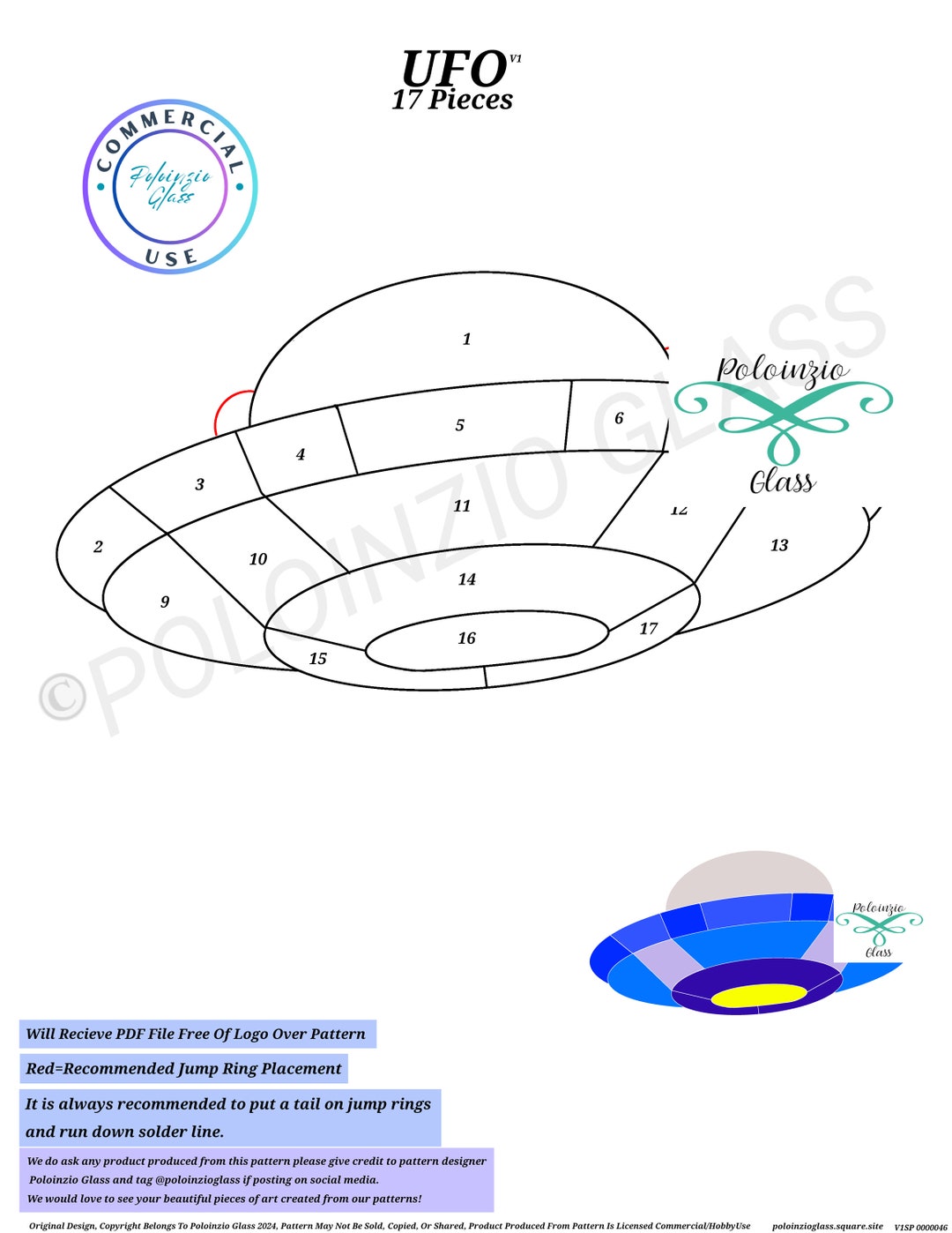 UFO Stained Glass Pattern Commercial or Hobby Use PDF PNG Digital ...