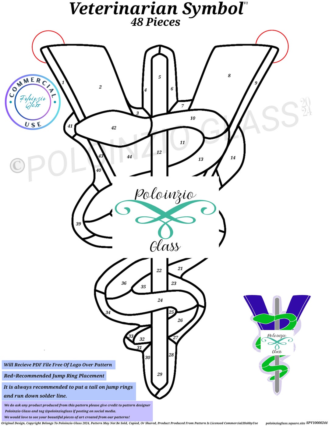 Veterinarian Symbol Stained Glass Pattern Commercial or Hobby Use ...