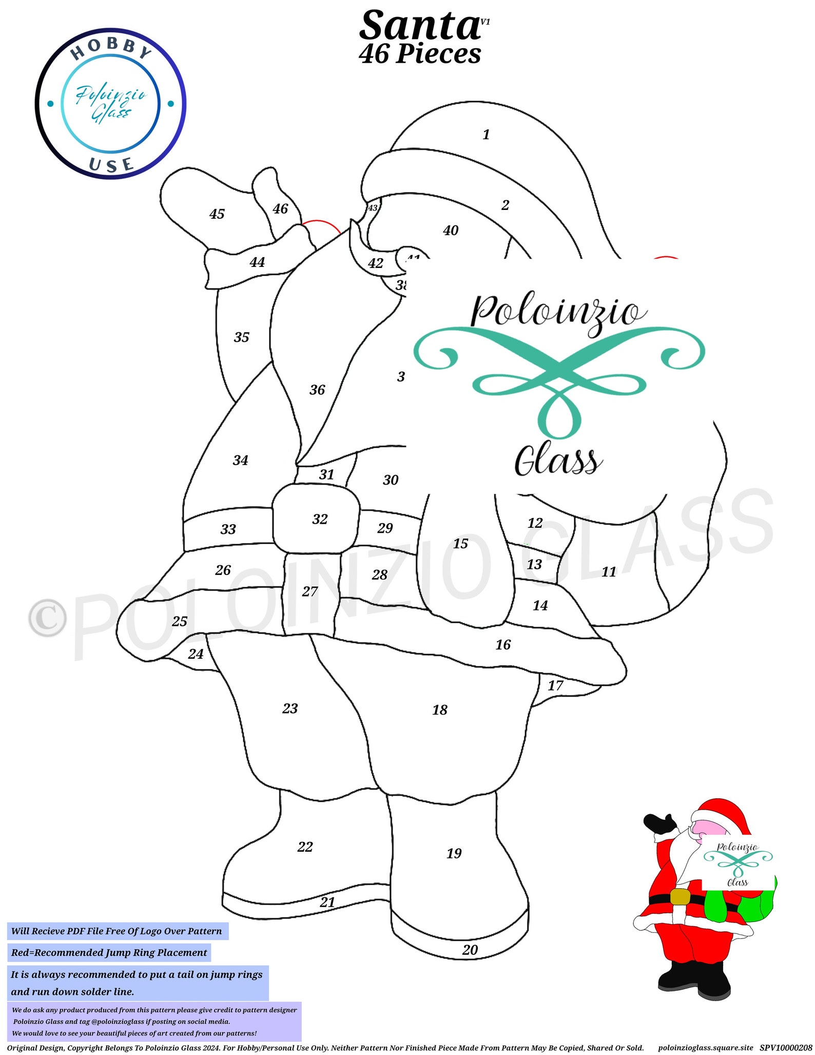Santa Stained Glass Pattern Digital PDF PNG Download - Etsy