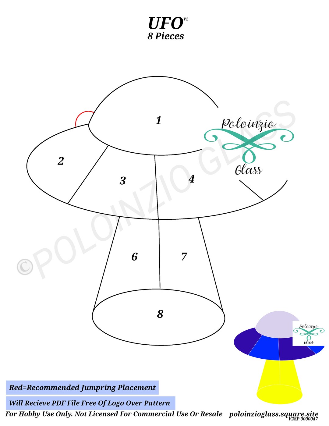 UFO With Beam Stained Glass Pattern Digital PDF Download - Etsy