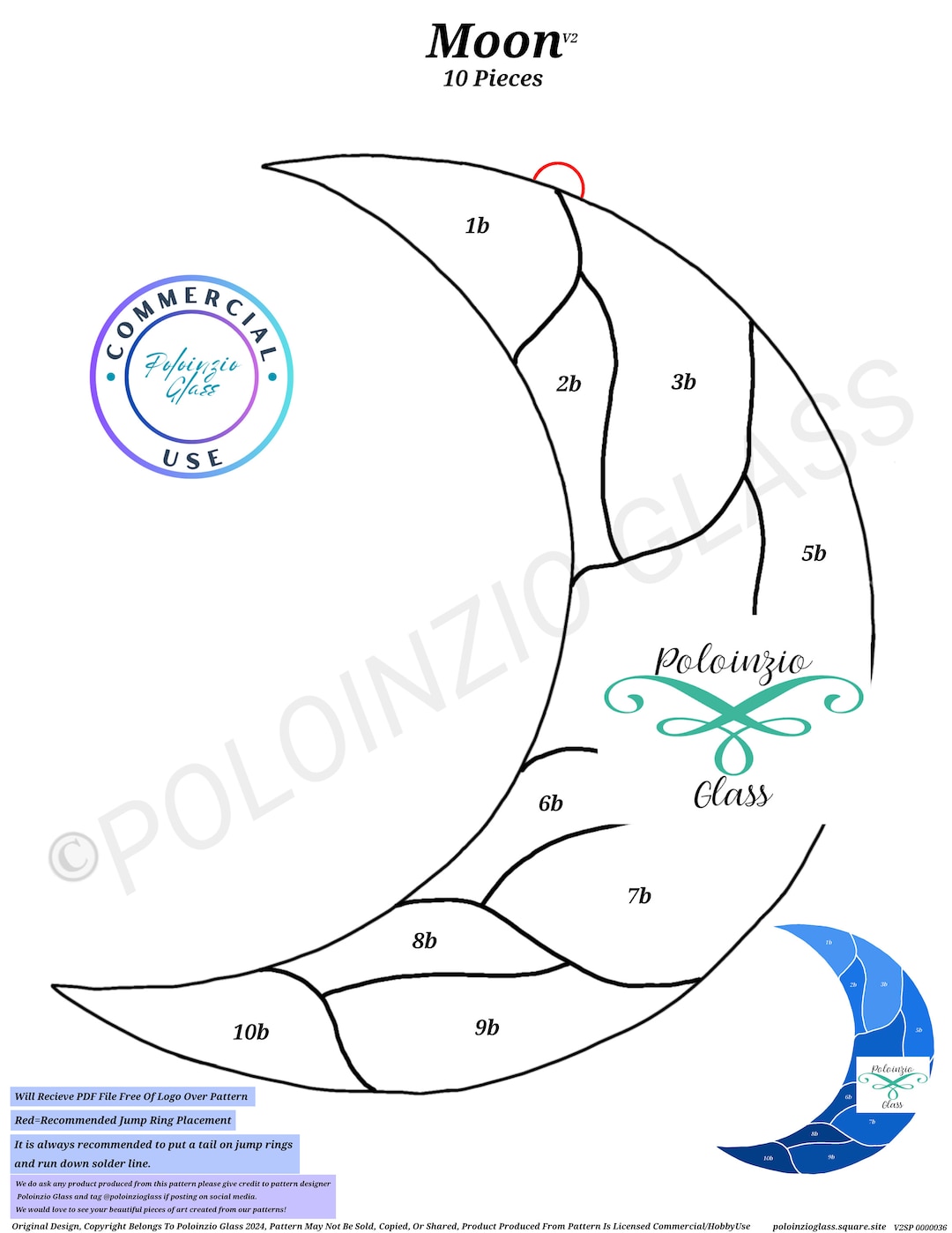 Crescent Moon Stained Glass Pattern Commercial or Hobby Use Digital PDF ...