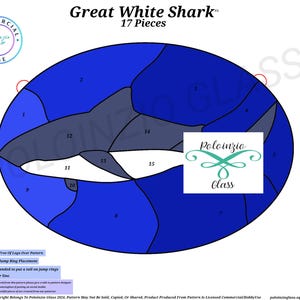 Great White Shark Stained Glass Pattern Commercial or Hobby Use Digital ...