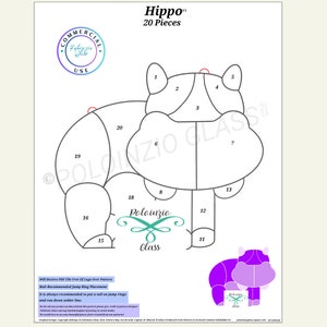 Hippo Stained Glass Pattern Commercial or Hobby Use Digital PDF PNG ...
