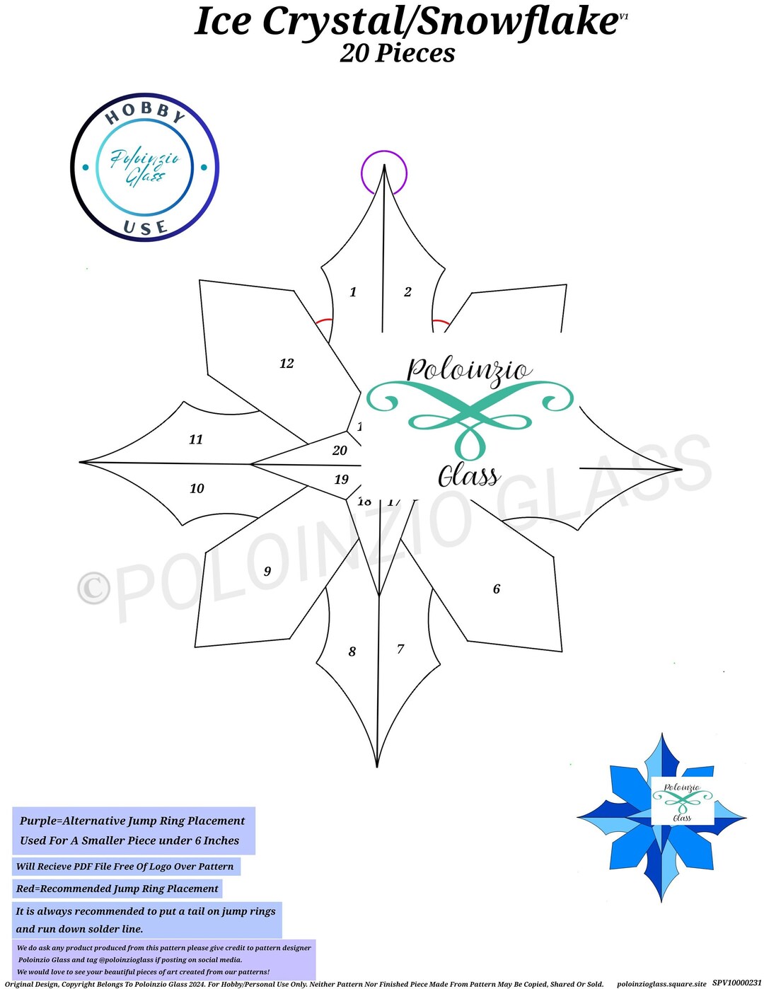Ice Crystal/snowflake Stained Glass Pattern Digital PDF PNG Download - Etsy