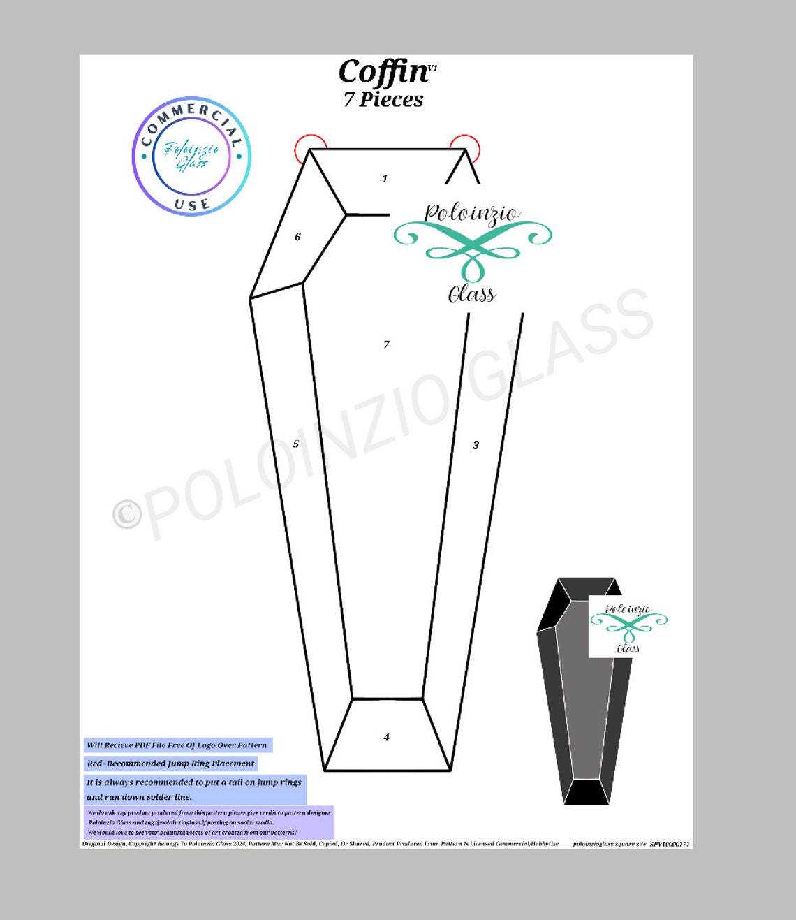 Coffin Stained Glass Pattern Commercial or Hobby Use Digital PDF PNG ...