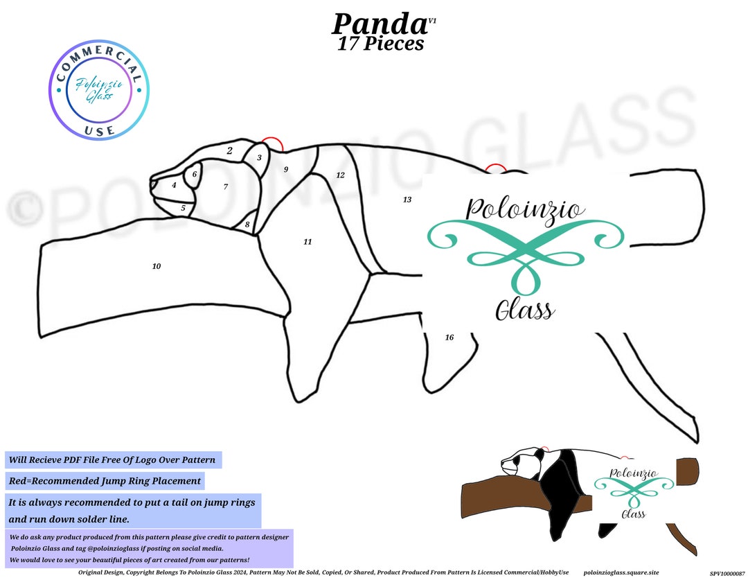 Panda Stained Glass Pattern Commercial or Hobby Use Digital PDF PNG ...