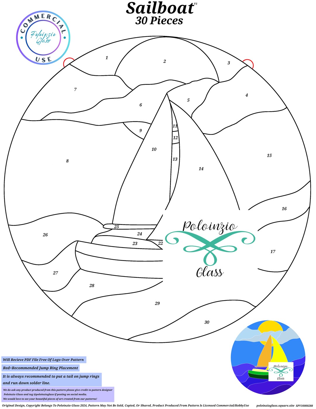 Sailboat Stained Glass Pattern Commercial or Hobby Use Digital PDF PNG ...