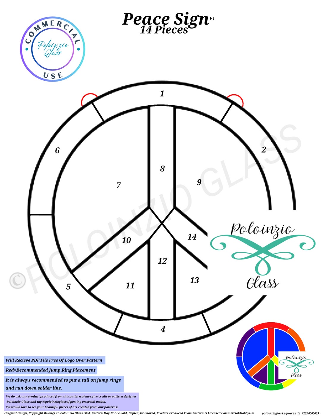 Peace Sign Stained Glass Pattern Commercial or Hobby Use Digital PDF ...