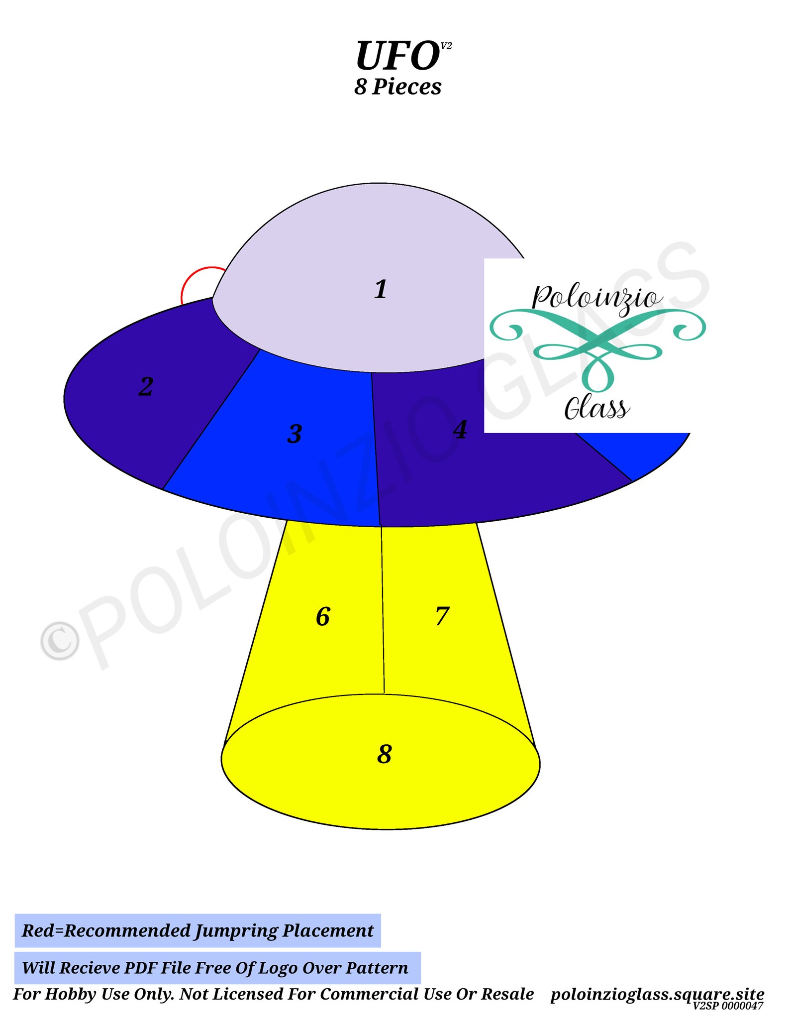 UFO With Beam Stained Glass Pattern Digital PDF Download - Etsy