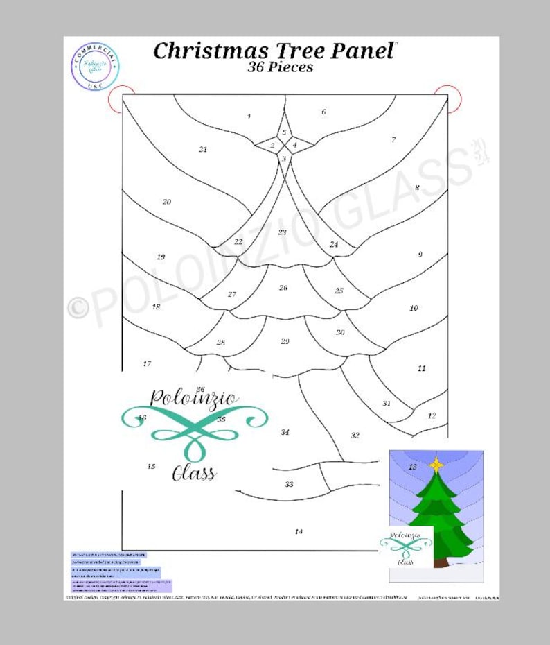 Christmas Tree Panel Stained Glass Pattern Commercial or Hobby Use ...