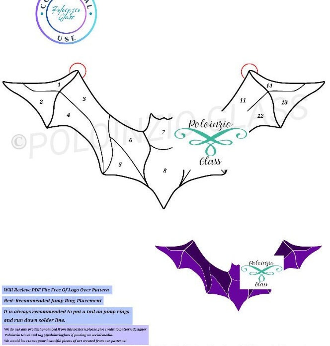 Bat Stained Glass Pattern Commercial or Hobby Use Digital PDF PNG ...