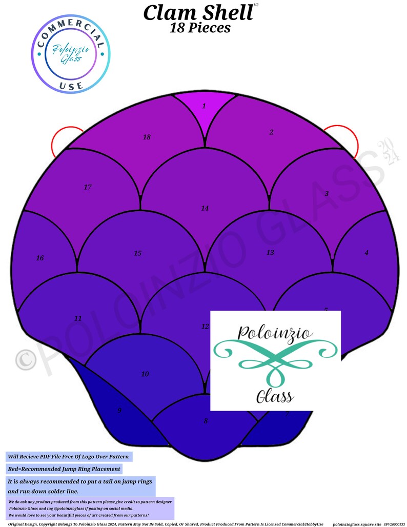 Clam Shell Stained Glass Pattern Commercial or Hobby Use Digital PDF ...