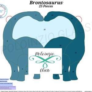 Brontosaurus Dinosaur Stained Glass Pattern Commercial or Hobby Use ...