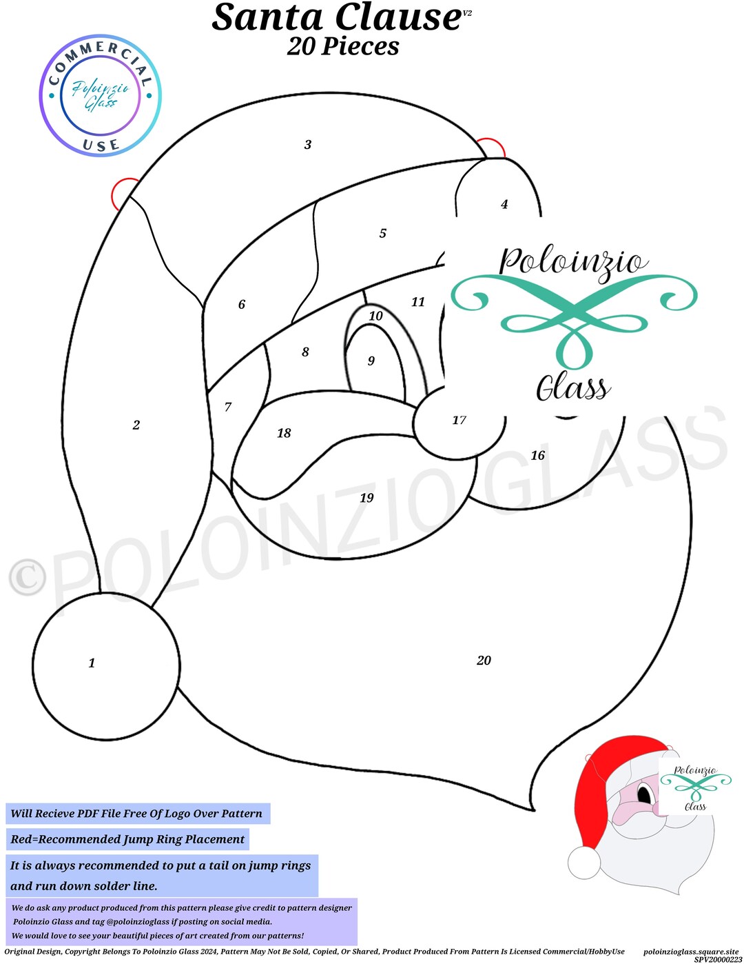 Santa Clause Stained Glass Pattern Commercial or Hobby Use Digital PDF ...