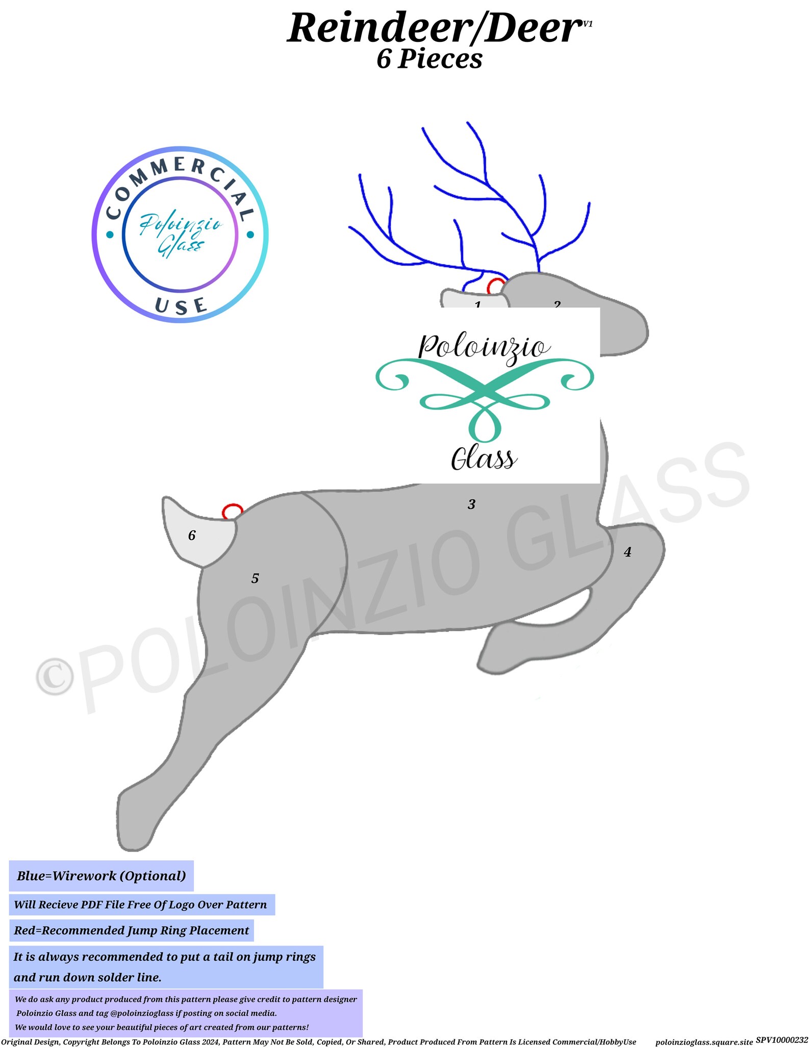 Reindeer or Deer Stained Glass Pattern Commercial or Hobby Use Digital ...