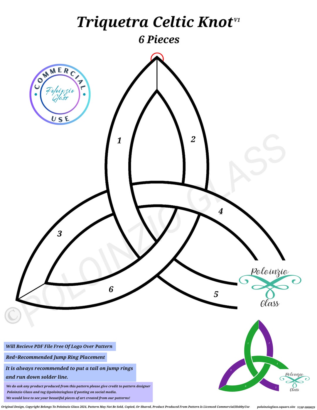 Celtic Triquetra Stained Glass Pattern Commercial or Hobby Use Digital ...