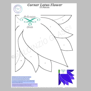 Corner Lotus Stained Glass Pattern Commercial or Hobby Use Digital PDF ...