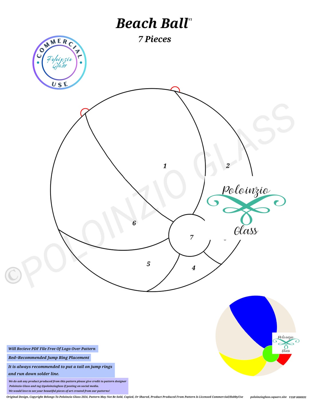 Beachball Stained Glass Pattern Commercial or Hobby Use Digital PDF PNG ...