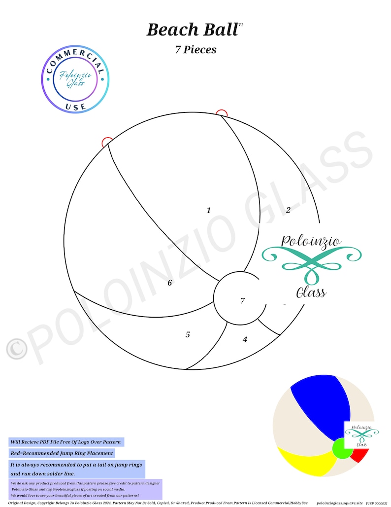 Beachball Stained Glass Pattern Commercial or Hobby Use Digital PDF PNG ...