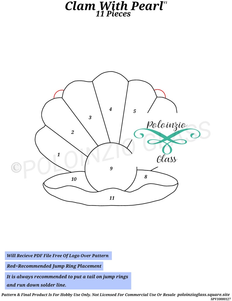 Clam With Pearl Seashell Stained Glass Pattern Digital - Etsy