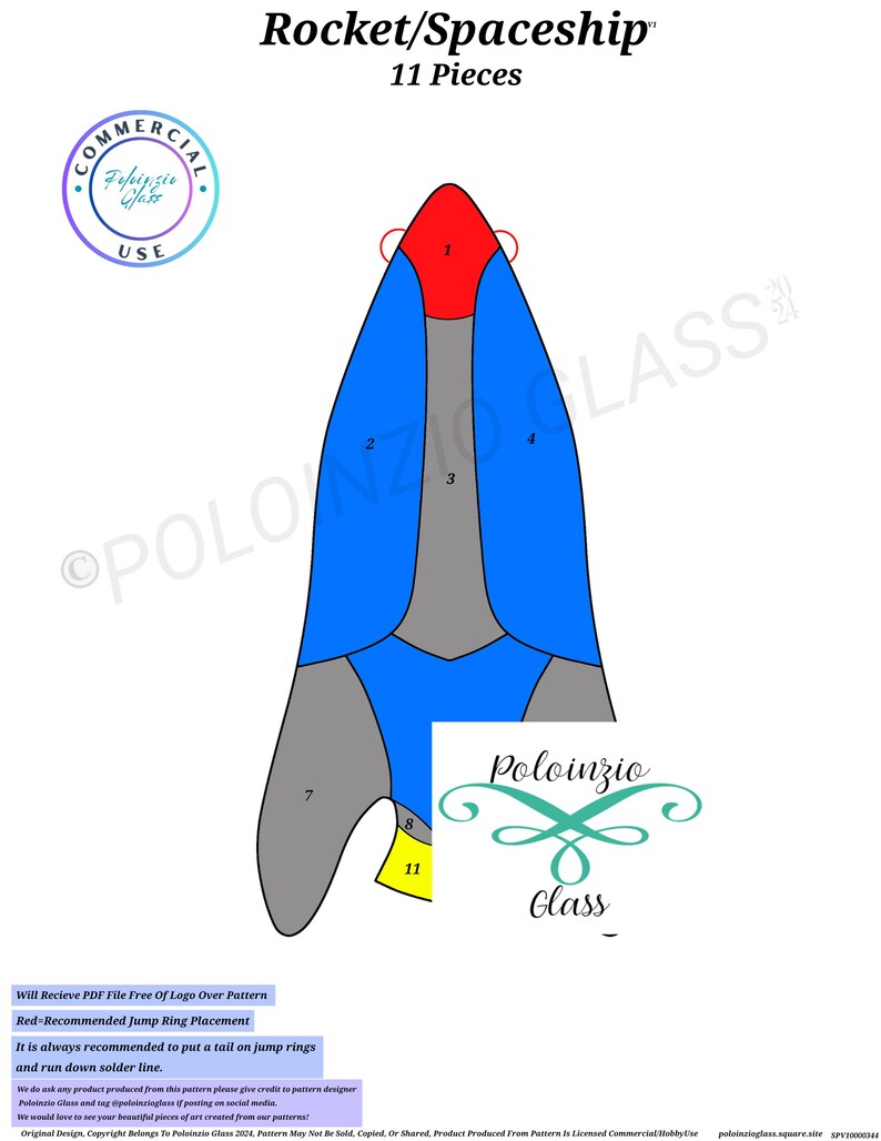 Rocket/spaceship Stained Glass Pattern Commercial or Hobby Use Digital ...