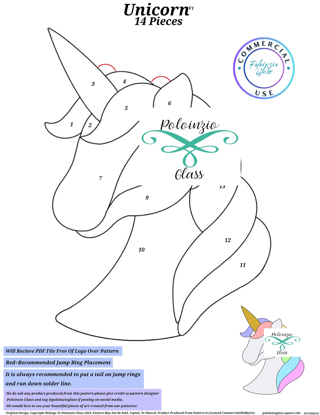 Unicorn Stained Glass Pattern Commercial or Hobby Use Digital PDF PNG ...