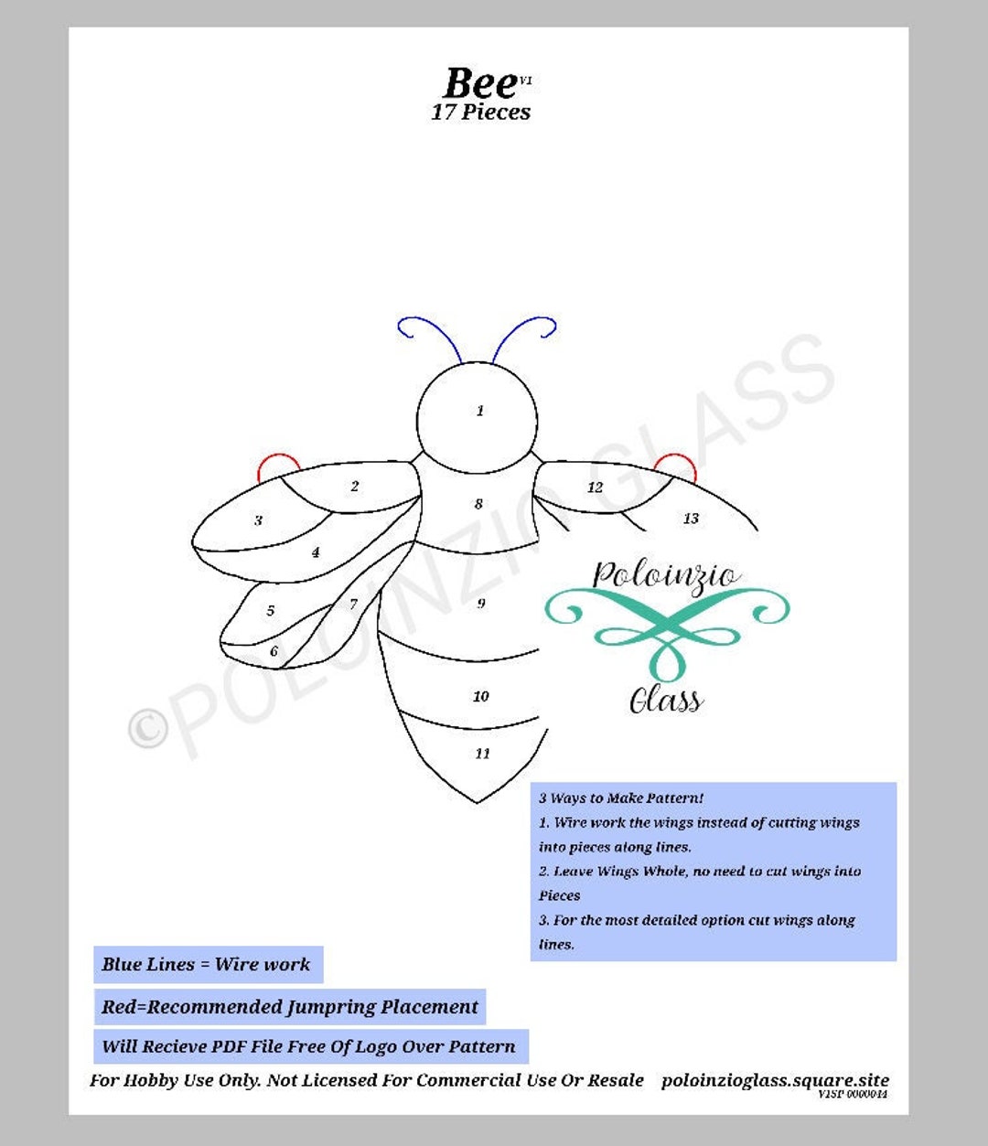 Honey Bee Stained Glass Pattern Download PDF - Etsy